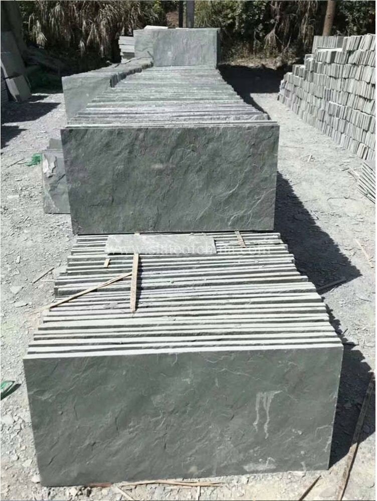 Natural Green Slate Outdoor Courtyard Stone Floor Tiles Paved With Non ...